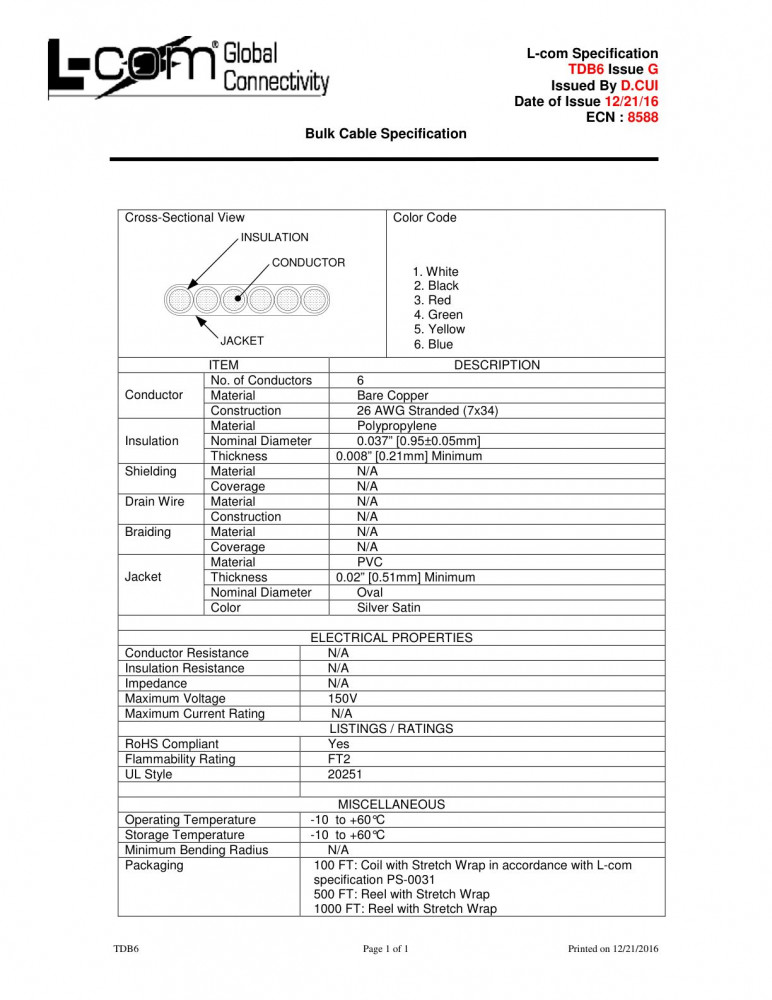 L-com TDB6-1000 technical document preview