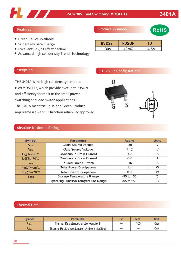 HL 3401A datasheet page 1