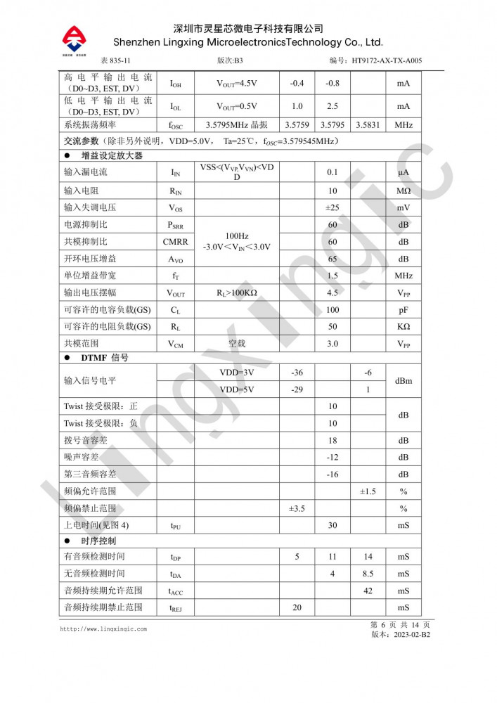 HT9172 datasheet page 6