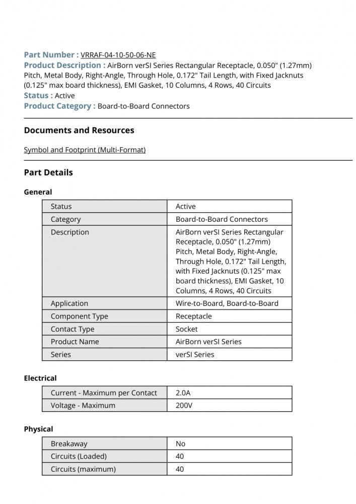 Technical document page 1 for VRRAF-04-10-50-06-NE