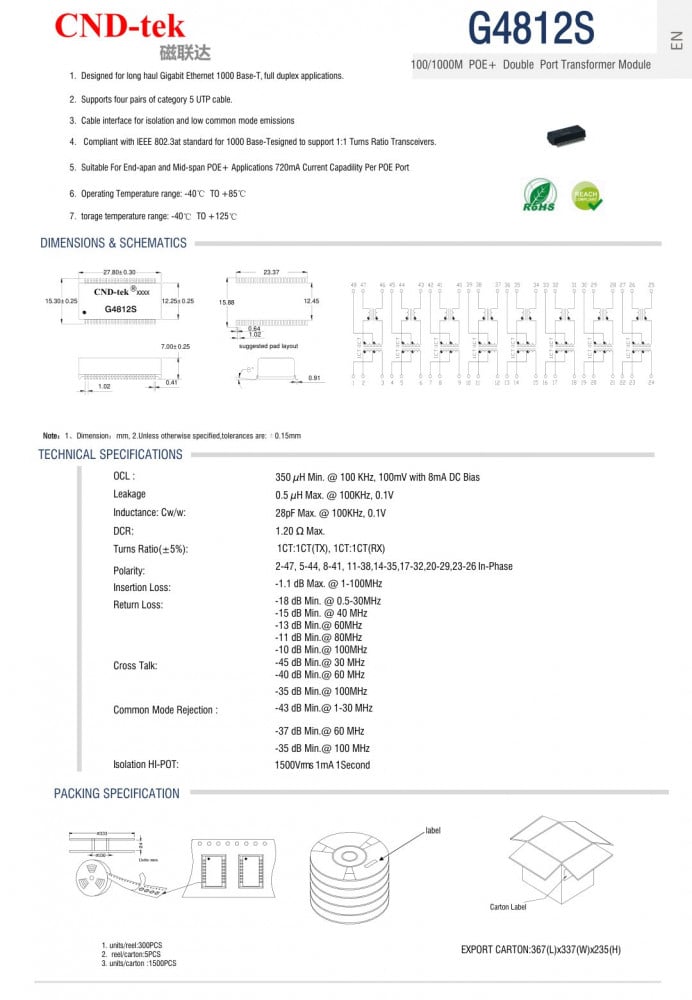 CND-tek G4812S technical document page