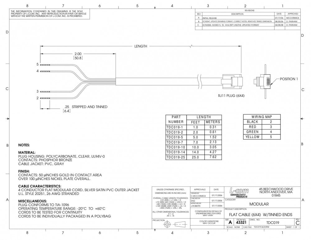 L-com TDC019 technical drawing page