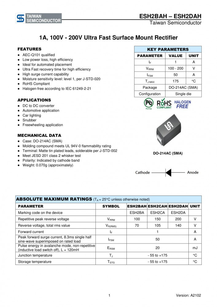 ESH2DAH datasheet page 1