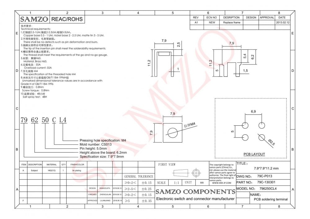 SAMZO 796250CL4 technical drawing