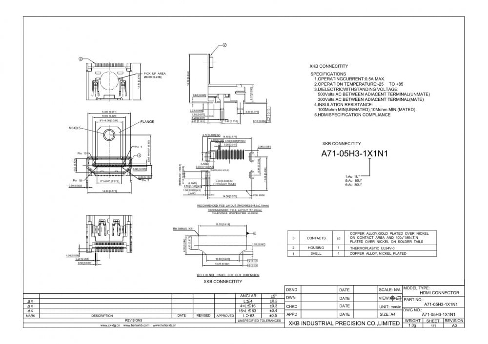 A71-05H3-111N1 technical drawing page