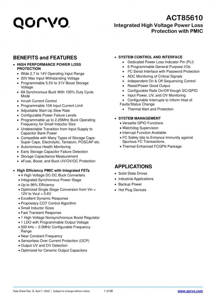 ACT85610 datasheet page 1