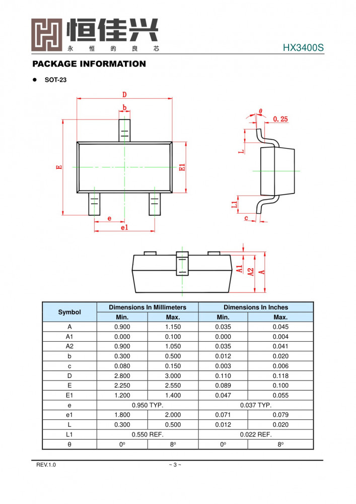 HX3400S datasheet page 3