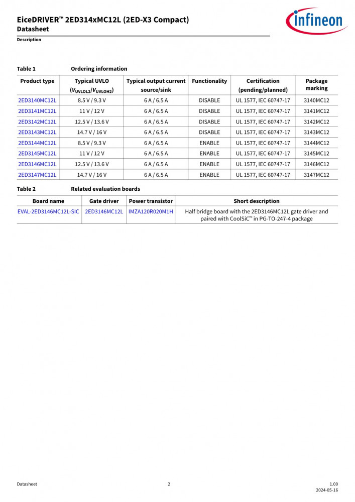 2ED3141MC12LXUMA1 datasheet page 2