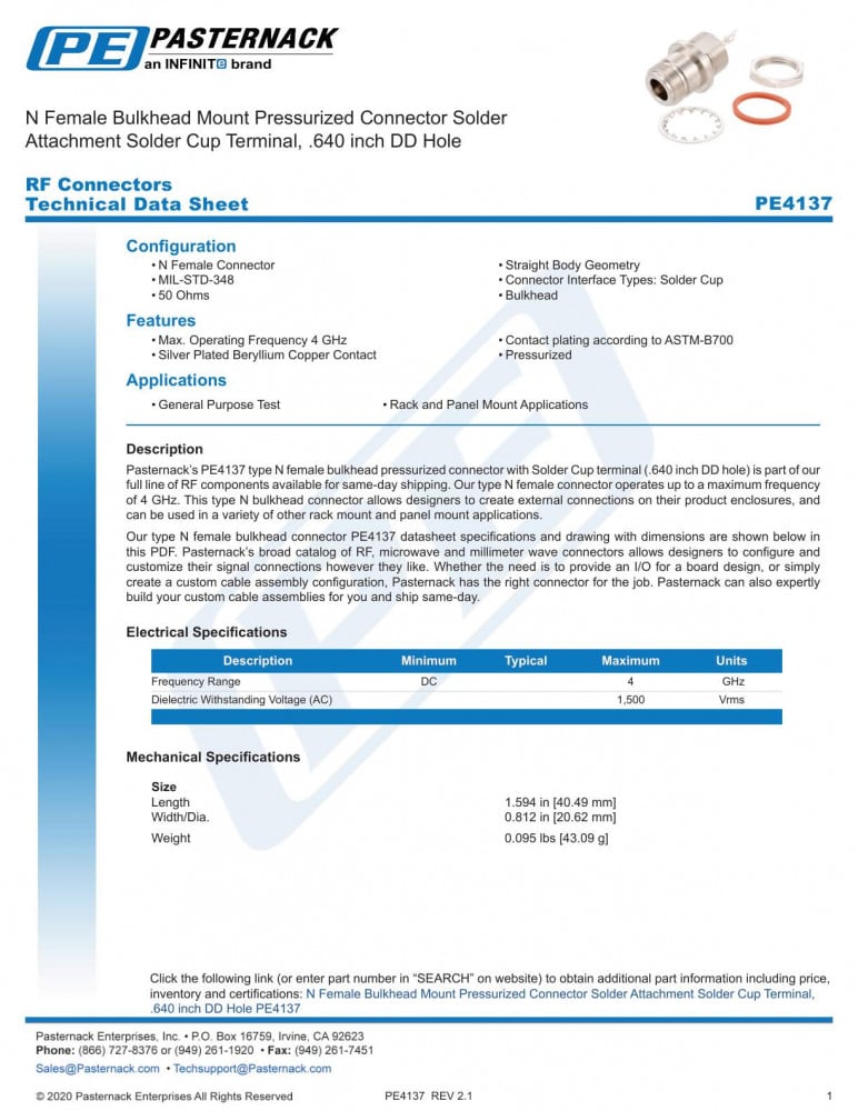 PE4137 datasheet page 1