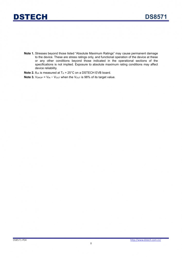 DSTECH DS8571 datasheet page 8