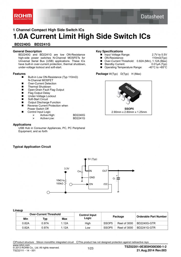 BD2241G-GTR technical document page 1
