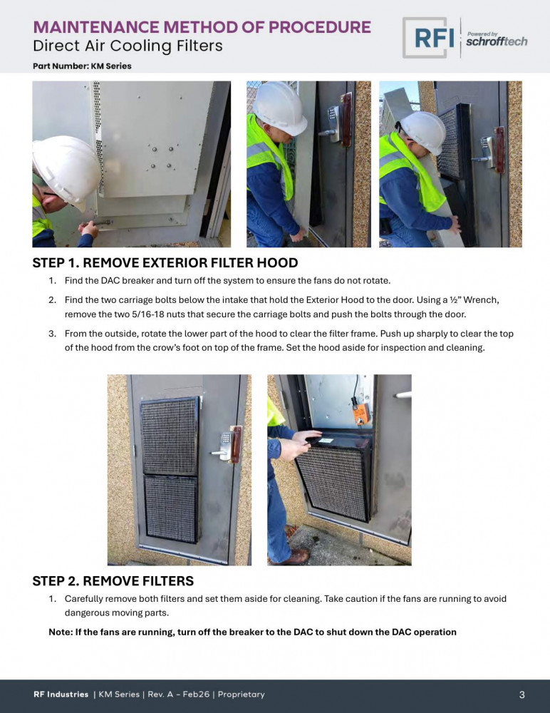 RF Industries DAC filter maintenance document page 3