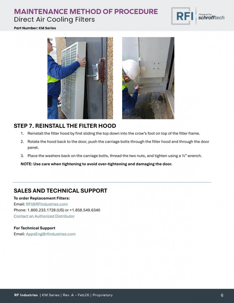 RF Industries DAC filter maintenance document page 6