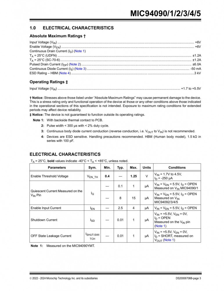 MIC94091 datasheet preview, page 3