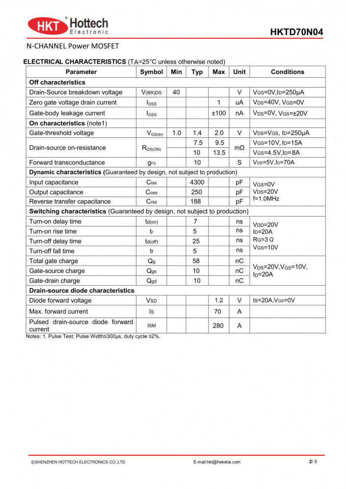 HKTD70N04 datasheet page 2