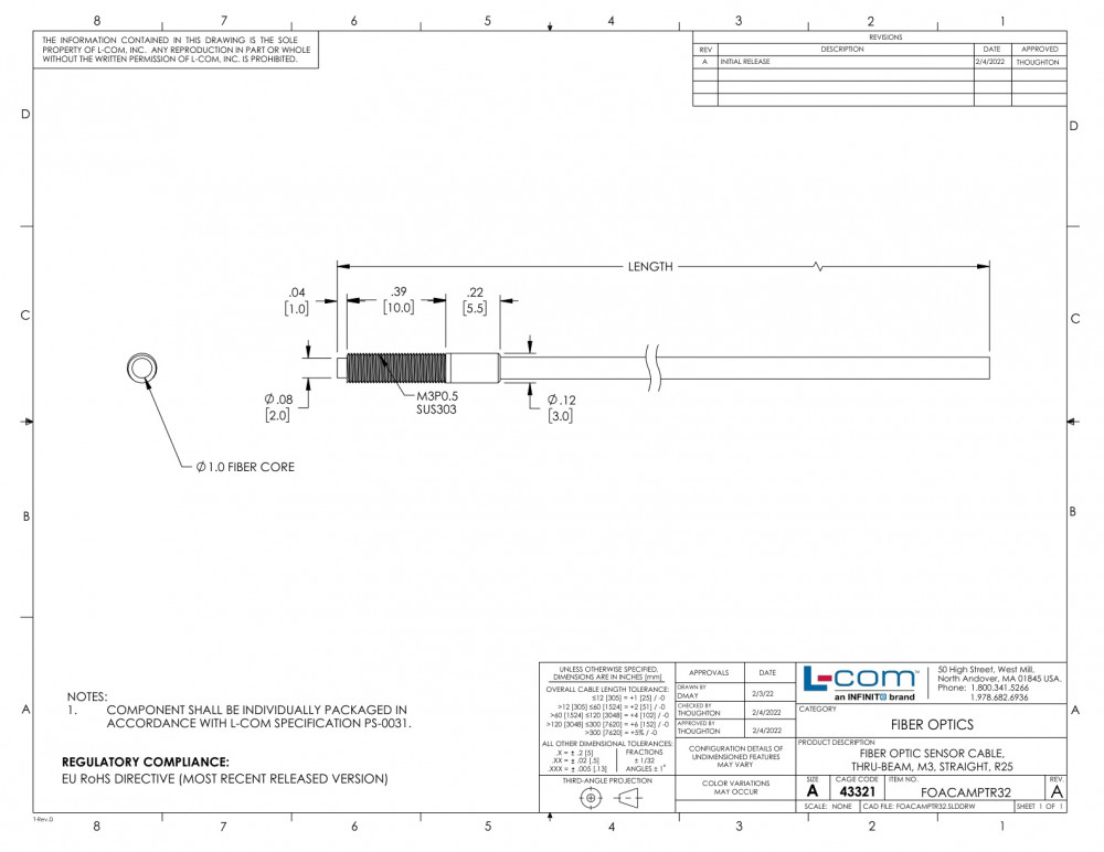 FOACAMPTR32 technical drawing and product documentation