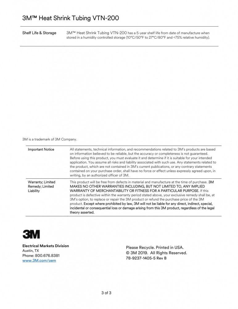 3M VTN-200 data sheet page 3