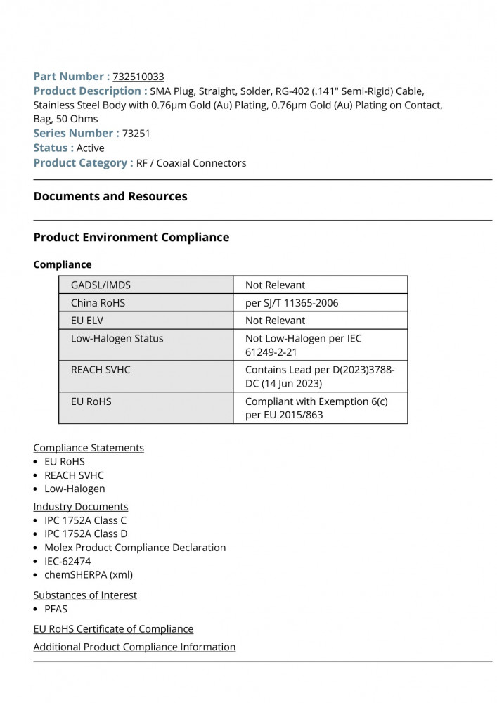 Technical document image 1 for MOLEX 732510033