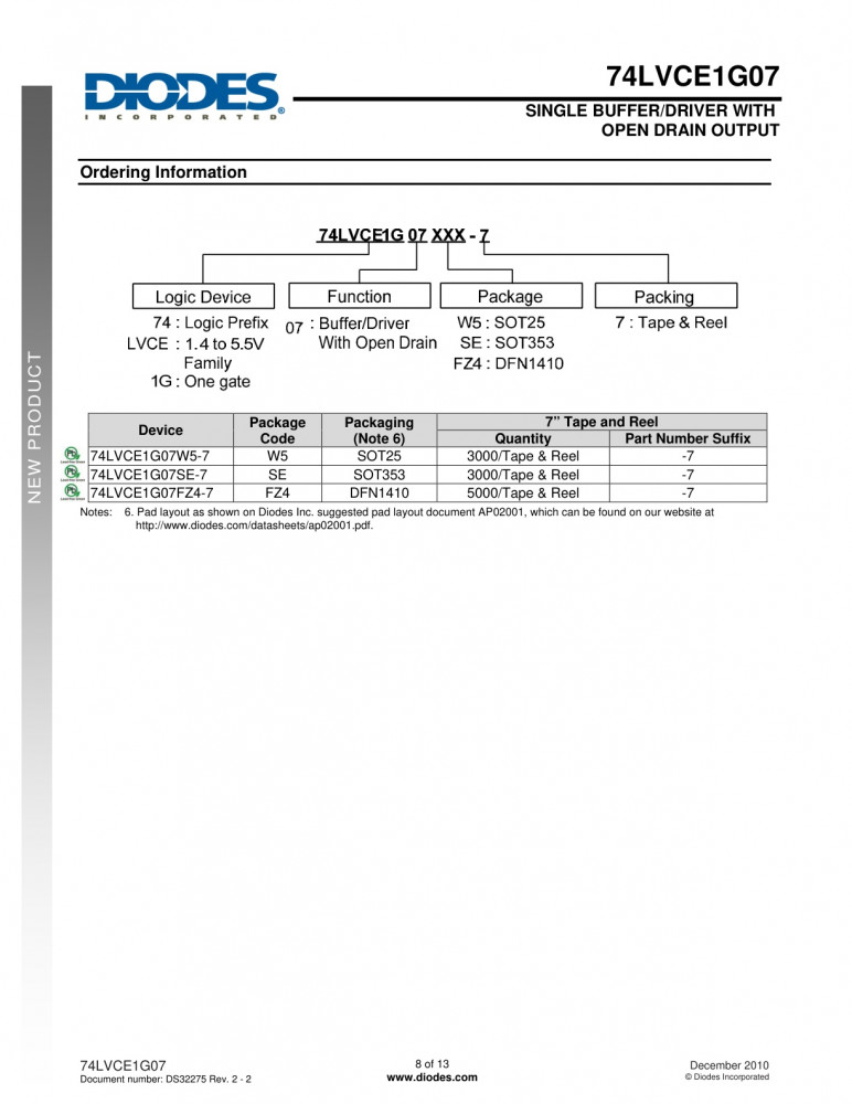 74LVCE1G07FZ4-7 datasheet page 8