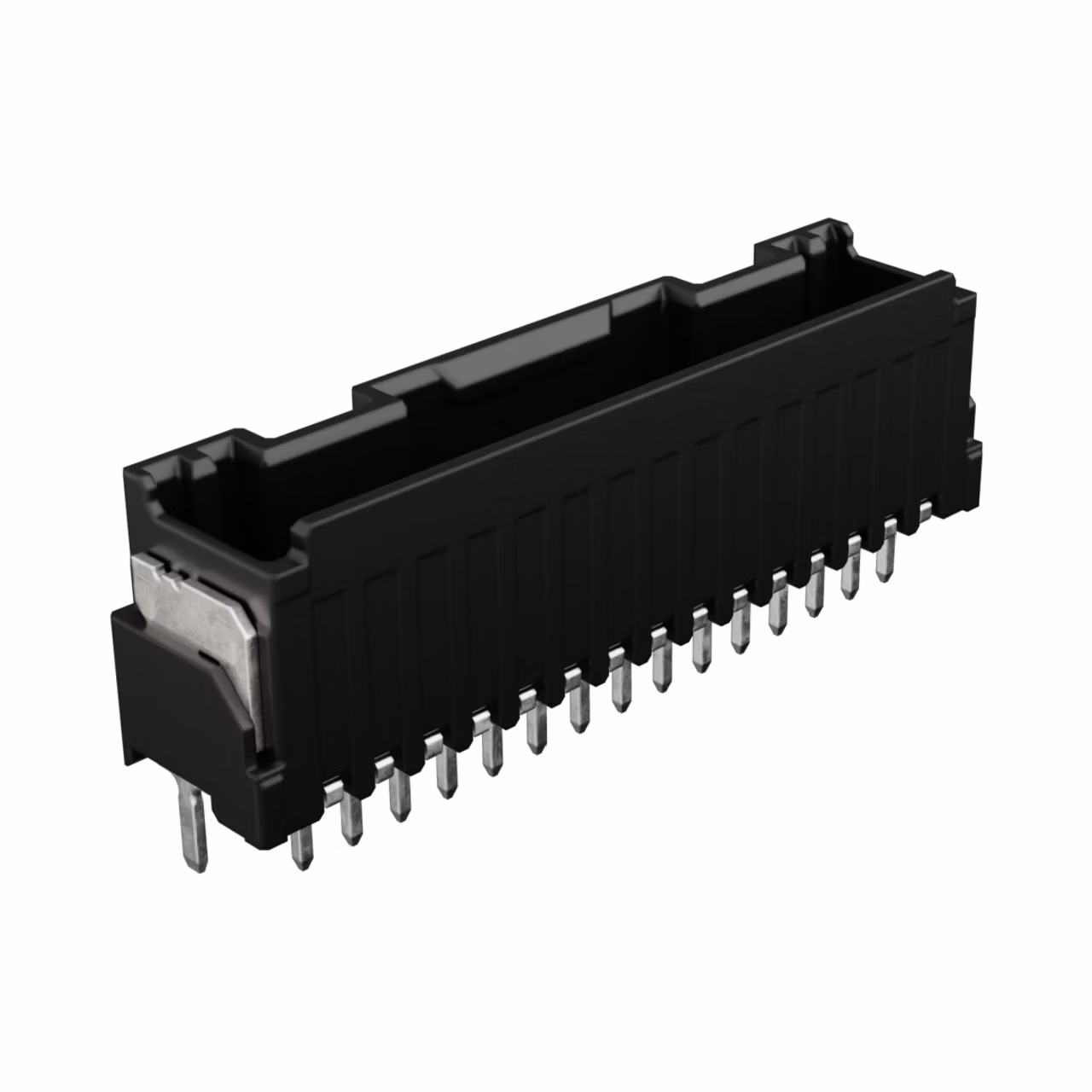Micro-One Wire-to-Board Header, Vertical, 2.00mm Pitch, Single Row, Glow-Wire Capable, Through Hole, 4 Circuits, Tin-Bismuth Plating, Black, with Potting Capability