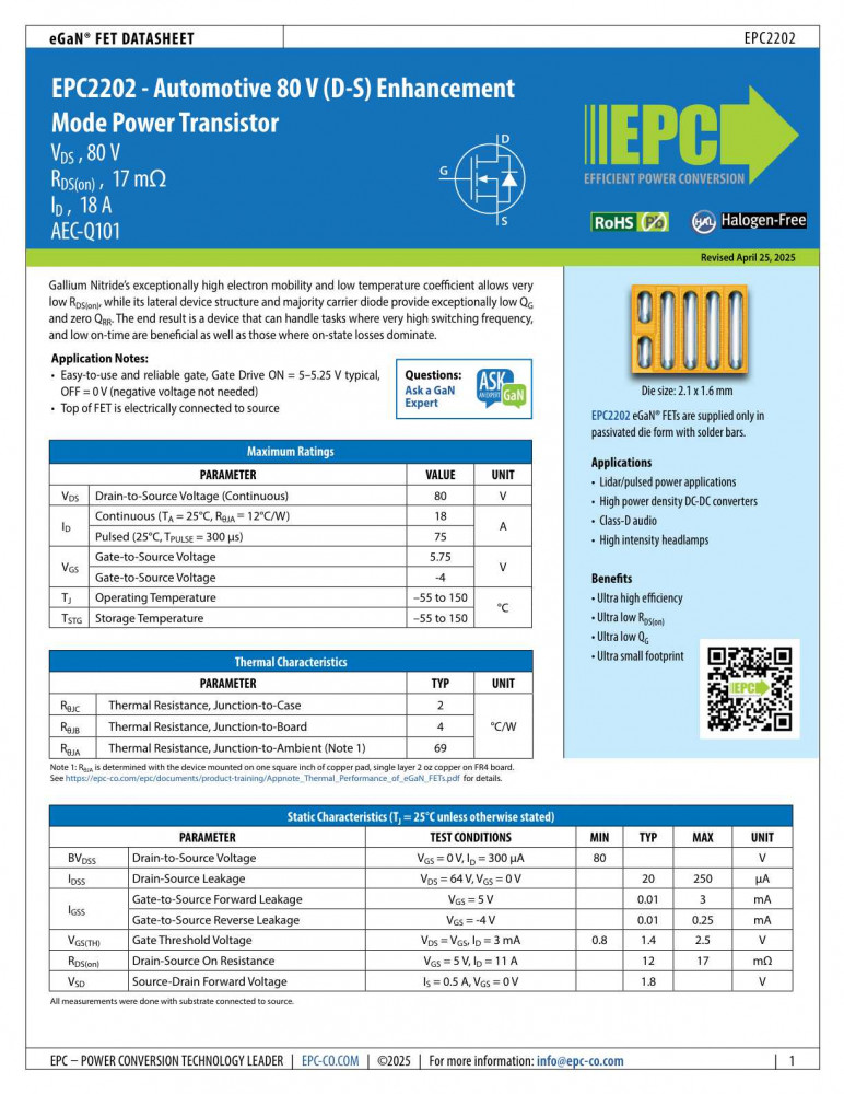 EPC2202 datasheet page 1