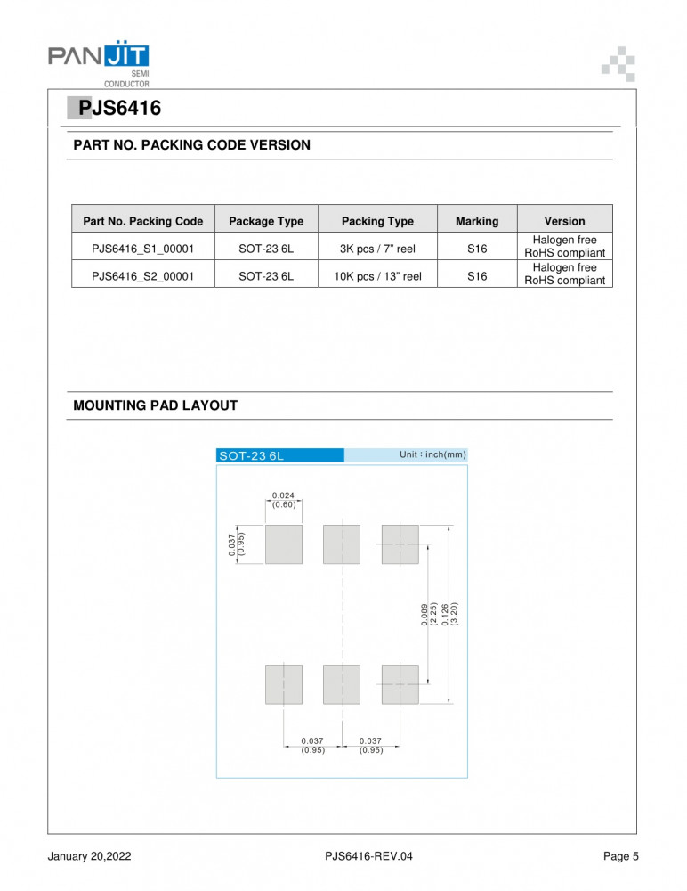 PJS6416 datasheet page 5