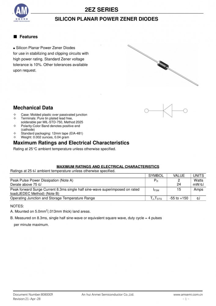2EZ series datasheet page 1