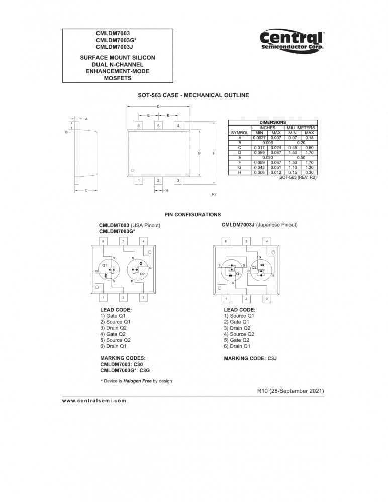 CMLDM7003G TR datasheet page 2