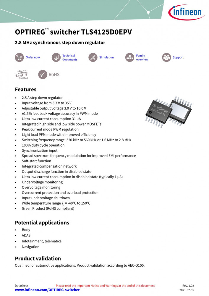 TLS4125D0EPV datasheet page 1