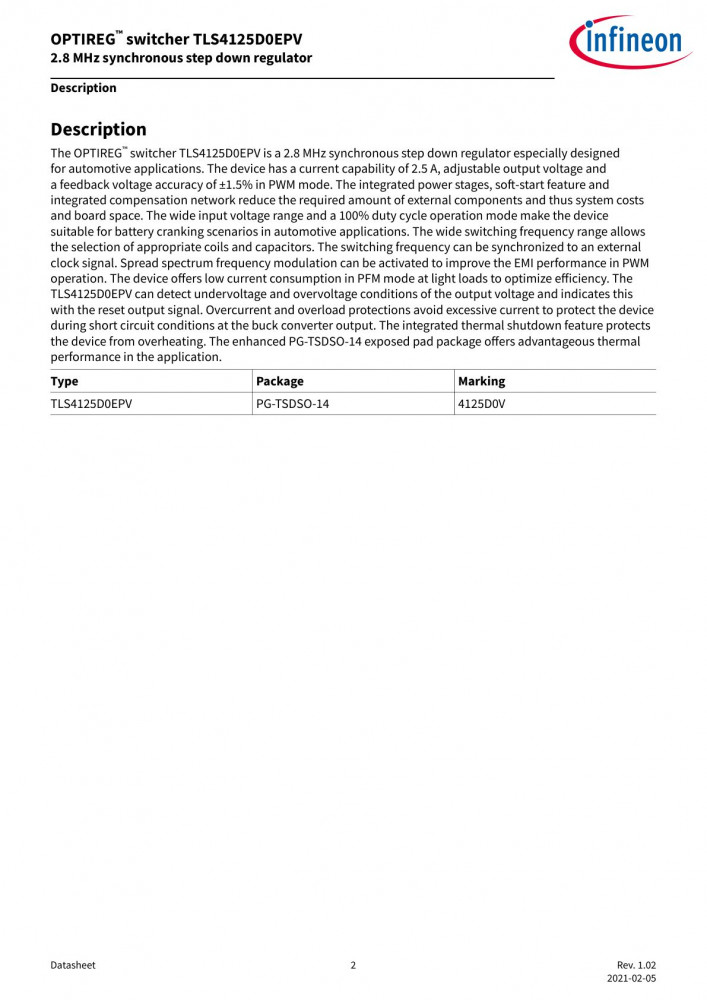TLS4125D0EPV datasheet page 2
