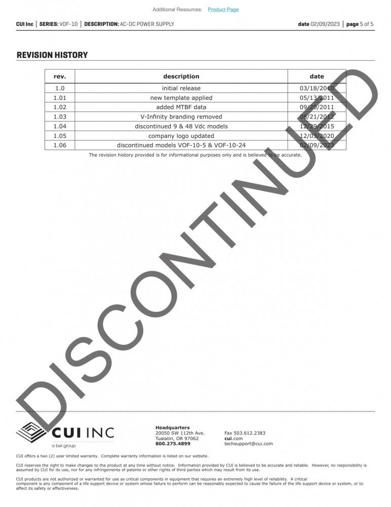 VOF-10-24 datasheet page 5