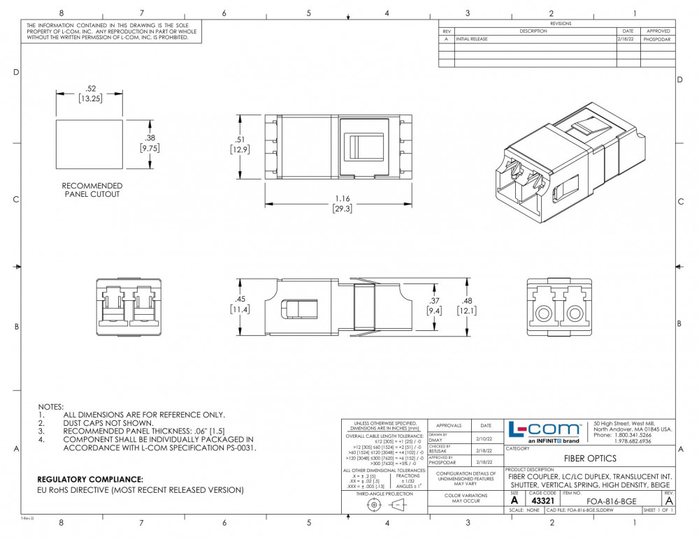 FOA-816-BGE technical drawing preview