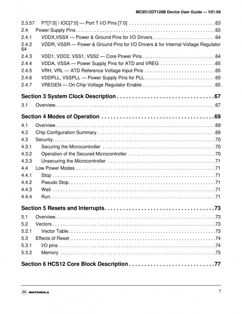 MC9S12 family device guide page 7