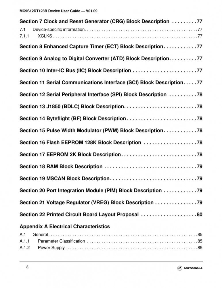 MC9S12 family device guide page 8