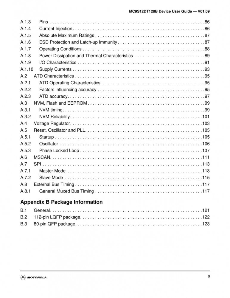 MC9S12 family device guide page 9