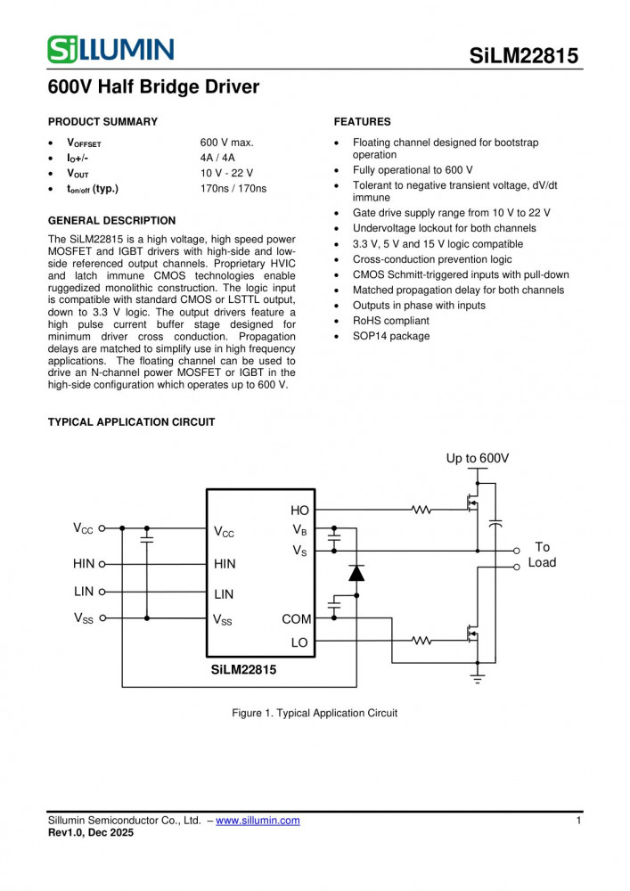 SiLM22815 datasheet page 1