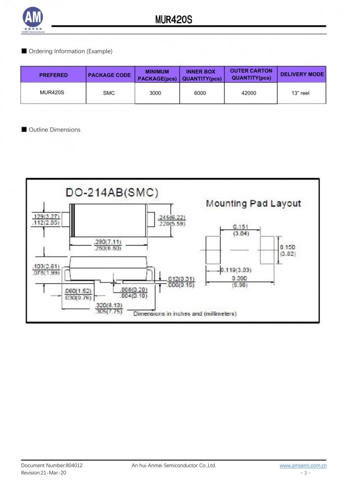 MUR420S datasheet page 3