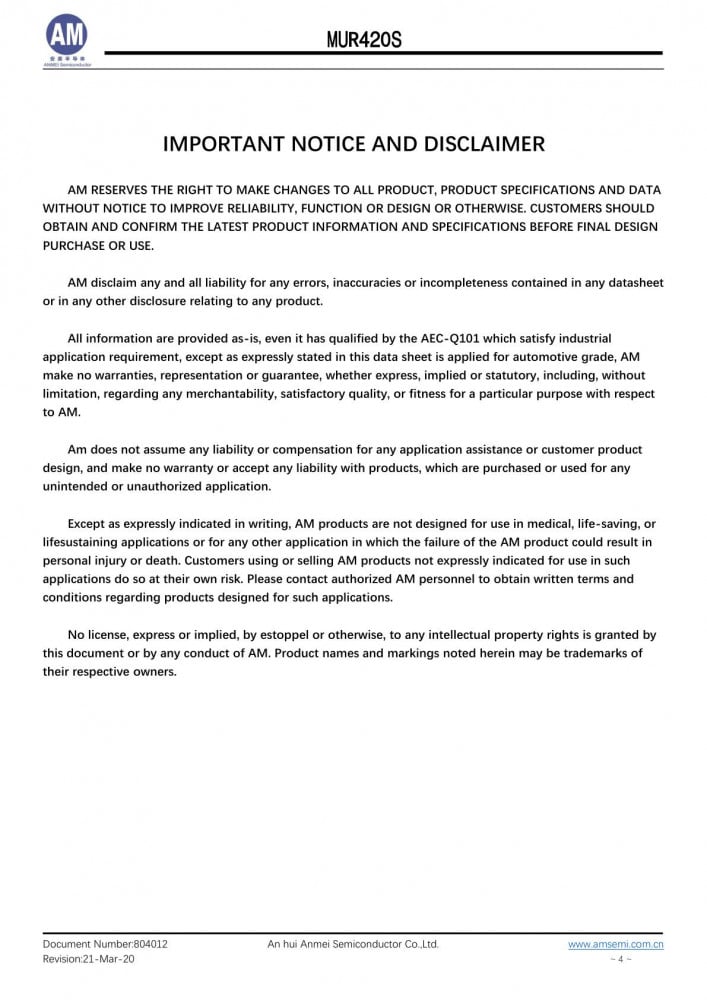 MUR420S datasheet page 4