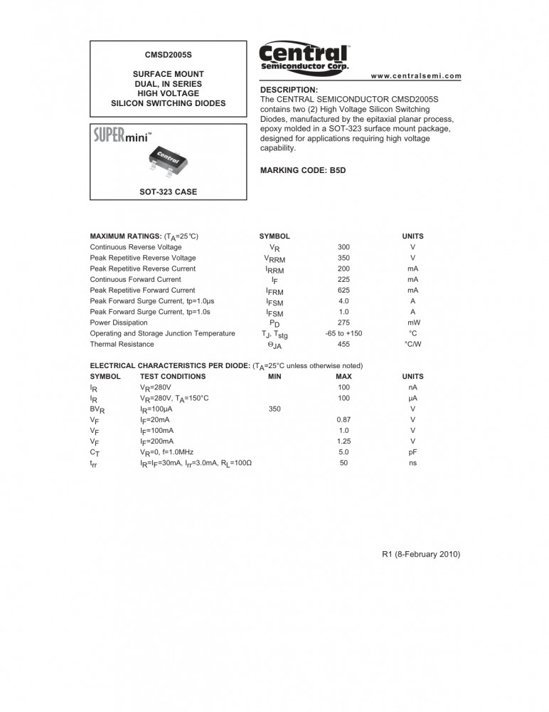 CMSD2005S TR PBFREE datasheet page 1