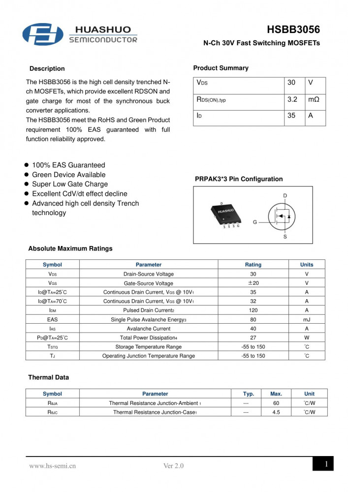 HSBB3056 datasheet page 1