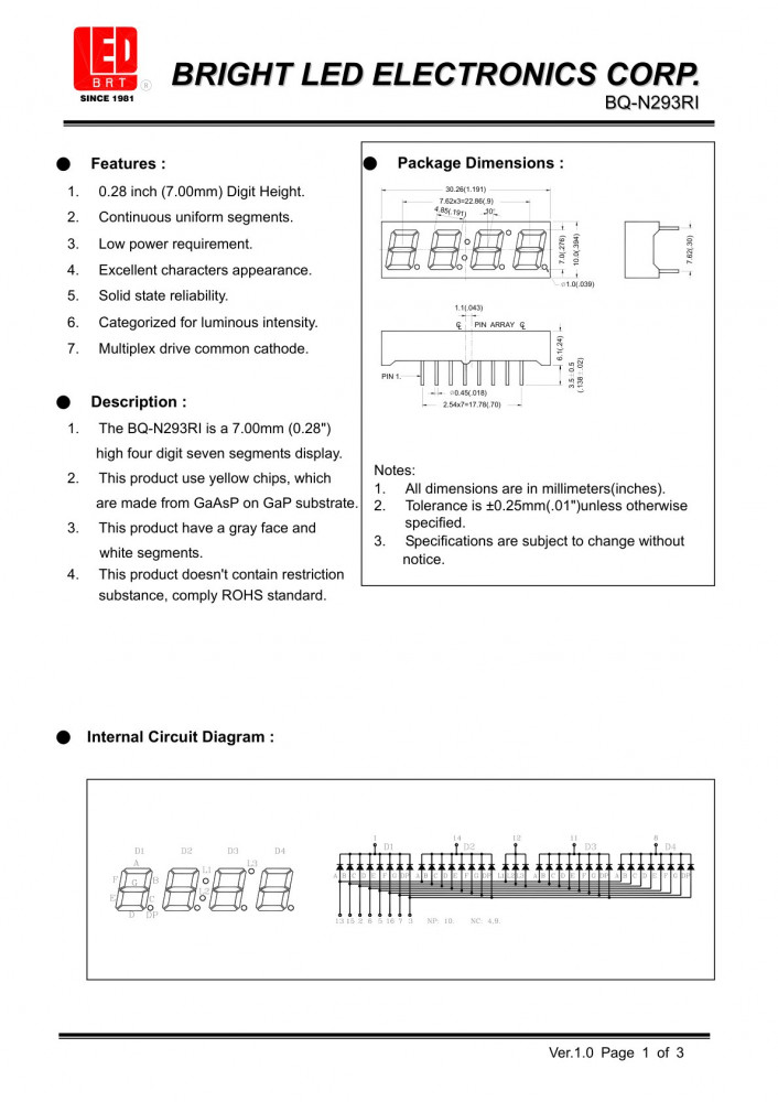 BQ-N293RI package drawing, documentation page 1