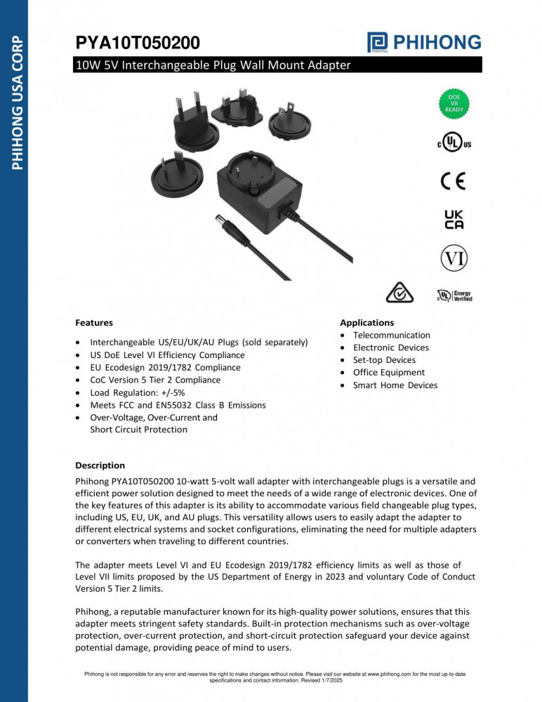 PYA10T050200 technical document, page 1