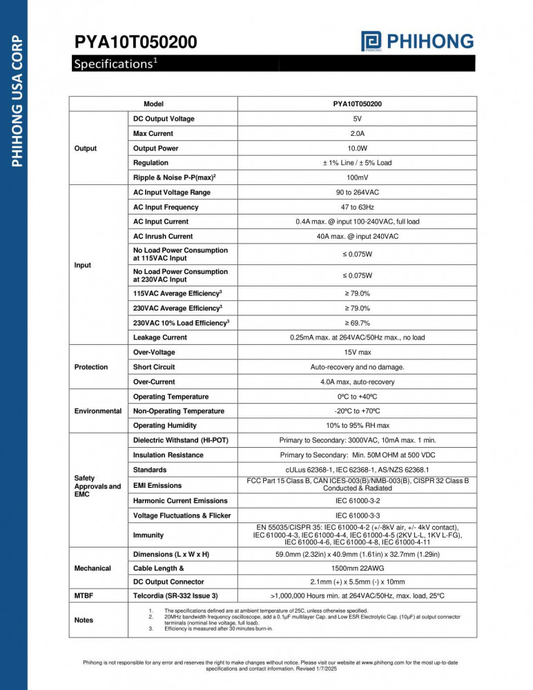 PYA10T050200 technical document, page 2