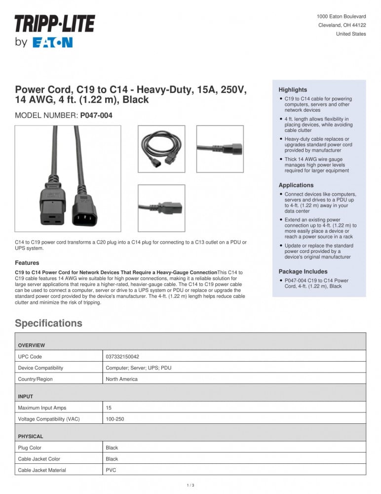 P047-004 technical document page 1