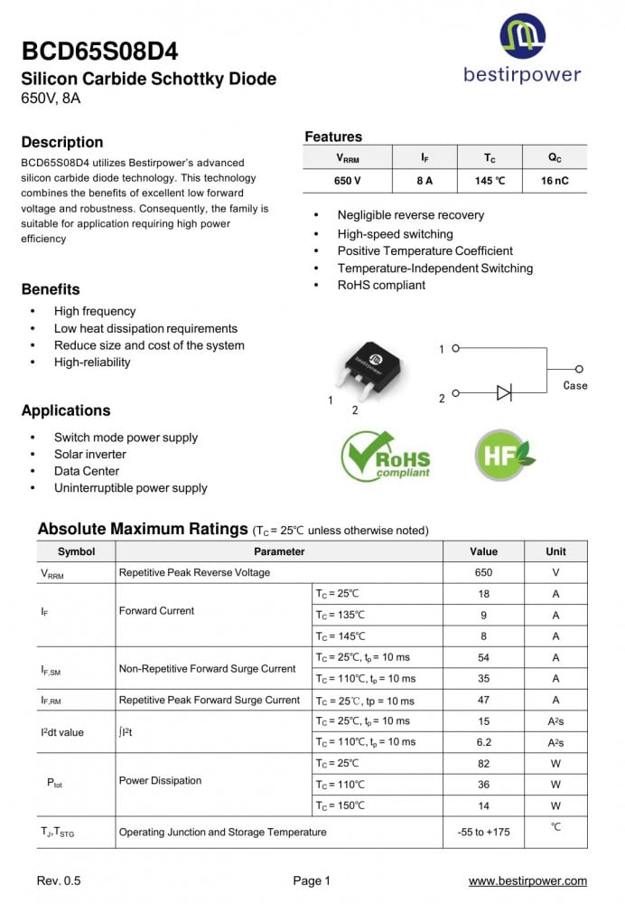 BCD65S08D4 datasheet page 1