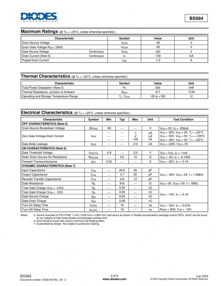 BSS84-7-F datasheet page 2