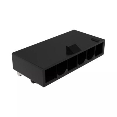Mini-Fit Jr. Receptacle Housing, Single Row, Nylon, UL94V-2, 4 Circuits, Positive Latch, Glow-Wire Capable, Black