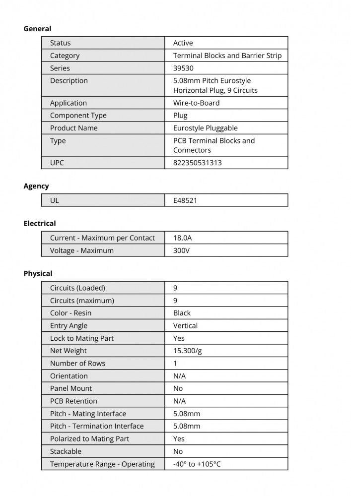 Technical document image 2 for MOLEX 395300009