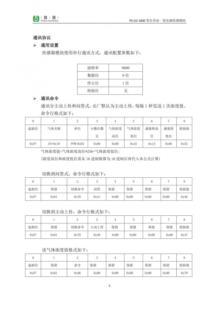 PS-CO-1000 technical document page 5