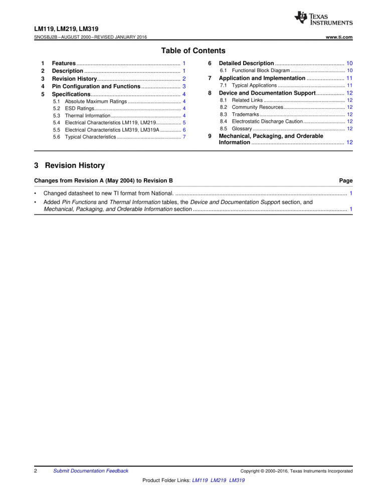 LM119W/883B datasheet page 2